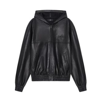 Amiri Sweat &agrave; capuche oversize en cuir - Homme - Vestes - Noir - Taille: L