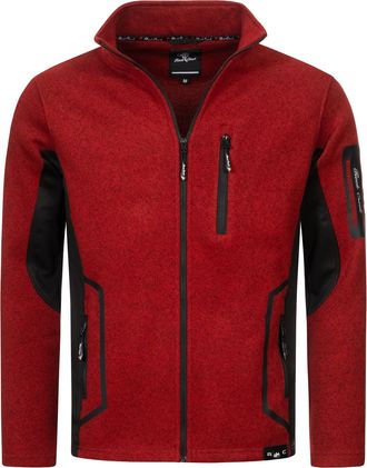 Rock Creek Herren Fleece Jacke Outdoor Wanderjacke Pullover Full Zip Hoodie Herrenjacke Fleecejacke Winterjacke Strickjacke Strickfleecejacke H-367 Rot 3XL
