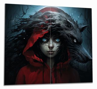 Wallario Herdabdeckplatte/Spritzschutz aus Glas, 2-teilig, 60x52cm mit 8mm hohen Füßen, für Ceran- und Induktionsherde, Die Verschmelzung