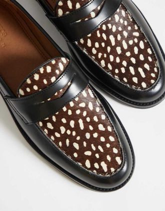 Asos mocassins penny &agrave; empeigne en poils de poney noirs