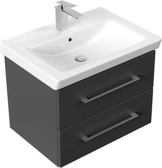 Magnolia Home Badm&ouml;bel City 65cm mit VundB Subway 2.0 Waschbecken SoftClose Anthrazit