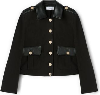 Motivi Femme, Vestes, Noir, Taille: 42 FR Veste Militaire Courte avec Inserts