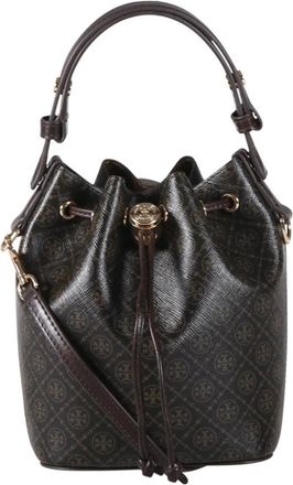 Tory Burch Femme, Sacs, Vert, Taille: ONE Size T Monogram Coated Canvas Mini Bucket Bag