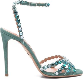 Aquazzura Sandalen - High-Heeled Sandals With Reflective Embellishments - Gr. 37,5 (EU) - in Gr&uuml;n - f&uuml;r Damen