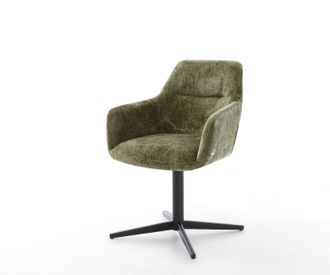 DELIFE Drehstuhl Pejo-Flex Chenille Olive Fu&szlig;kreuz Schwarz 360&deg; drehbar Taschenfederkern, Esszimmerst&uuml;hle