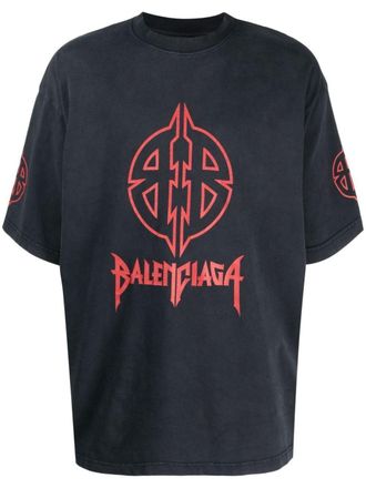 Balenciaga t-shirt en coton &agrave; logo imprim&eacute; - Noir