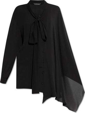 Balenciaga Seidenbluse mit einer Schleife am Ausschnitt - - Blouses & Shirts - Damen - Schwarzk - M