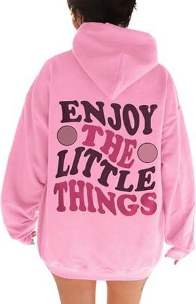 Generic Sweat-shirt &agrave; capuche pour femme &laquo; Enjoy The Little Things &raquo; - Style tendance avec capuche - Tenue de pays - Pour le travail - Ample - Graphique d&eacute;con