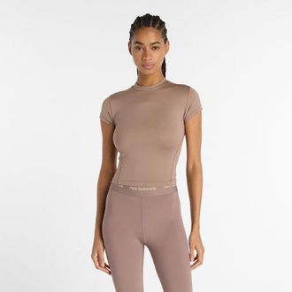 New Balance Femme NB Define Fitted T-Shirt en Marron, Poly Knit, Taille 2XL