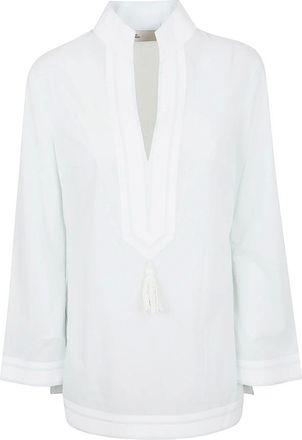 Tory Burch Femme, Blouses et Chemises, Bleu, Taille: 36 FR Tunique Tory en coton