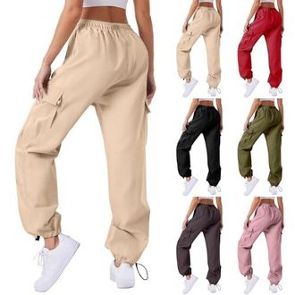 Generic Pantalon cargo baggy Y2K pour femme - S&eacute;chage rapide - Grandes tailles - Respirant - Pantalon de sport ample - Hiphop Streetwear, Vert. 14, XXL