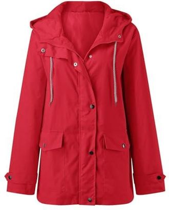 Generic Vestes imperm&eacute;ables &agrave; capuche pour femmes 2026 avec poches solides &agrave; fermeture &eacute;clair pour entra&icirc;nement en plein air coupe-vent, RD1., 4XL