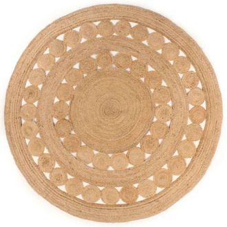 vidaXL Tapis Design tress&eacute; Jute 210 cm Rond Vidaxl