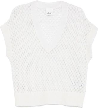 Allude Femme, Pulls, Blanc, Taille: 38 FR V-neck Vest