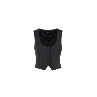 Nenette Femme, Vestes, Noir, Taille: 36 FR Haut Noir Ajust&eacute; en Cr&ecirc;pe Extensible