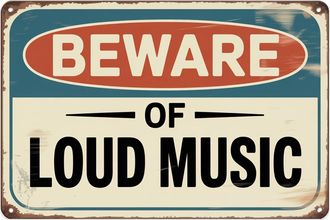 Generic Blech-Schild Vorsicht Vor Lauter Musik Dekoration Metall-Poster Retro Blechschild Eisen F&uuml;r Schlafzimmer Terrasse Bibliothek 20X30Cm