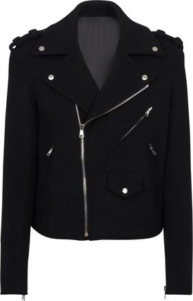 Balmain Homme, Vestes, Noir, Taille: L Veste biker en laine feutr&eacute;e