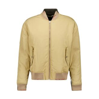 Marni Homme, Vestes, Beige, Taille: S Bomber Beige en Serg&eacute; avec Dos Contrastant