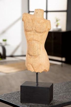 Gilde Skulptur Torso aus Mangoholz, naturfarben, matt, Form Mann, 42 cm hoch, 13 cm breit, 9 cm tief