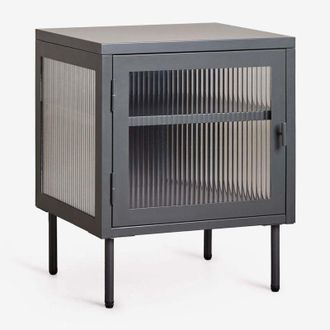Sklum 2er-Pack Paoline-Nachttische aus Stahl und Glas Schwarz Carbon