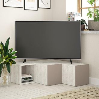 Decortie Compact Tv-Schrank - Altwei&szlig;+Helles Mokka