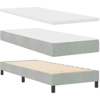 vidaXL Boxspringbett mit Matratze Schwarz 100x200 cm Velvet Hellgrau vidaXL