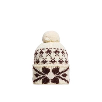 Moncler Moncler Bonnet En Maille Jacquard, Femme, Blanc, Taille: Uni