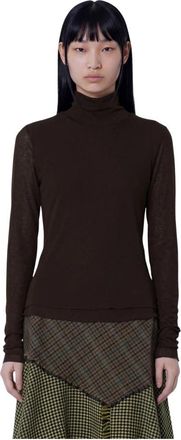 Ganni Marl Mesh Rollkragenpullover - - Tops - Damen - Braun - 2XS