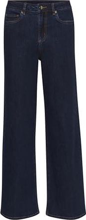 Kaffe Womens Jeans High-Waisted Regular Fit Wide Leg Full Length Zip and Button