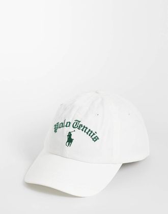 Polo Ralph Lauren Casquette de baseball &agrave; logo style tennis - Blanc