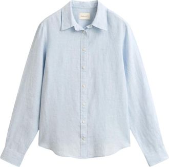 GANT Femme, Blouses et Chemises, Bleu, Taille: 40 FR Chemise en lin coupe droite