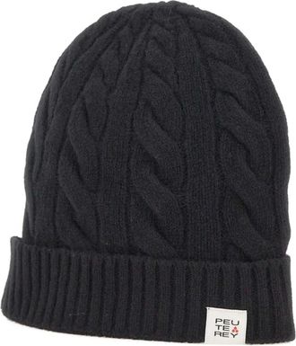 Peuterey bonnet en maille torsadée à design côtelé - Noir