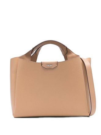 DKNY petit sac cabas &agrave; logo - Tons neutres