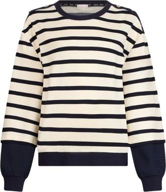 Liu Jo Femme, Sweatshirts et sweats &agrave; capuche, Bleu, Taille: 36 FR SweaT-shirt &agrave; rayures
