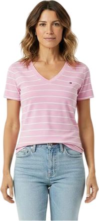 Tommy Hilfiger T-Shirt f&uuml;r Damen, Baumwolle (Pink/Ecru)