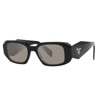 Prada Rechteckige Sonnenbrille mit grauen Gl&auml;sern - - Accessories - Damen - Schwarzk - 49 MM