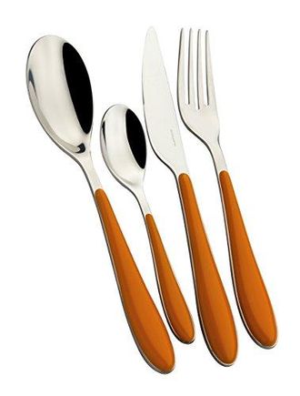 Bugatti Bugatti ggou-023 F50 Gioia Besteckgarnitur, 24-teilig Tafelservice, San/Stahl Orange 22 x 8 x 30 cm