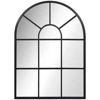 HOMCOM Wandspiegel 70 x 50 cm Fenster Spiegel mit Metallrahmen Dekorativer H&auml;ngespiegel Flurspiegel f&uuml;r Schlafzimmer Wohnzimmmer, Schwarz