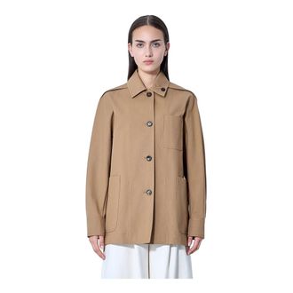 Max Mara Jacke aus Baumwollgewebe mit klassischem Stil - - Jackets - Damen - Beige - 3XS