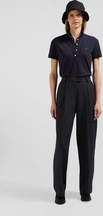 Eden Park Polo Manches Courtes Uni En Coton Stretch Bleu Marine Coupe Slim