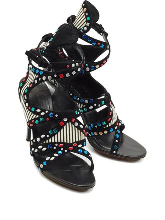 Balenciaga sandales ray&eacute;es &agrave; d&eacute;coupes - Noir