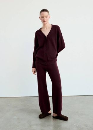 Mango Cardigan de pyjama en maille &agrave; boutons bordeaux - Femme - S - MANGO