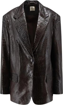 Alysi Lederblazer - - Jackets - Damen - Braun - XS