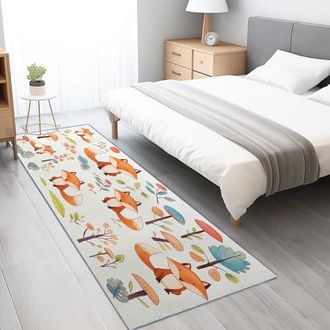 Generic Tapis de Passage Mignon For&ecirc;t &Eacute;cureuil Aquarelle 60 x 120 cm Antid&eacute;rapant et Lavable Interieur Rug, Couleur Orange Tapis de Couloir pour Entree Couloi