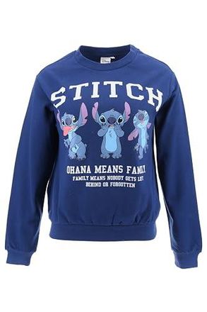 Disney Stitch Sweatshirt pour Femmes, Pull Stitch Design, Pullover en Cotone Doux, Sweat pour Filles, Cadeau pour Femmes et Adolescents | Taille M - Bleu