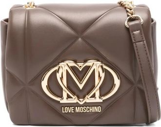 Love Moschino Hobo Bags - Quilted Brown Shoulder Bag With Gold-Tone Logo - Gr. unisize - in Grau - für Damen