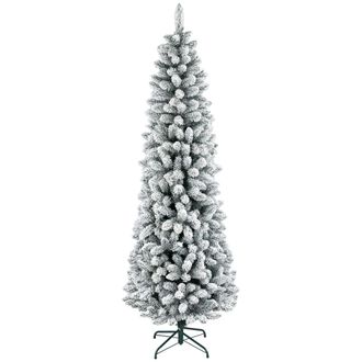HOMCOM K&uuml;nstlicher Weihnachtsbaum 210 cm Tannenbaum k&uuml;nstlich mit Kunstschnee, 687 Spitzen Christbaum Weihnachtsdeko inkl. Metallst&auml;nder f&uuml;r drinnen