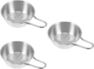 Cabilock 3 Stück Reisweinschüssel Edelstahl Kleine Schüssel Koreanische Edelstahlschüssel Kleiner Behälter Mit Griff Koreanische Schüssel Hot Pot Shabu Schüsse