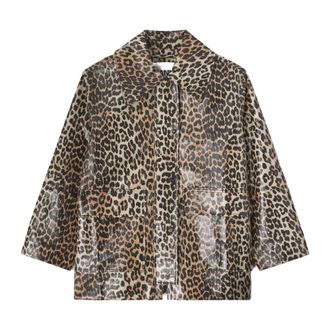 Ganni Femme, Vestes, Brun, Taille: 34/36 FR Veste en toile de coton lamin&eacute;e