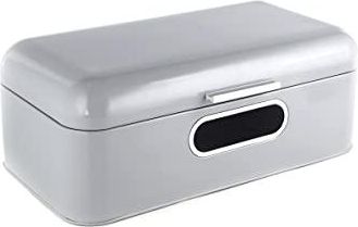Echtwerk Echtwerk stilvoller Brotkasten, Retro-Brotbox aus Metall mit Sichtfenster, Platzsparende Aufbewahrungsbox, Brotkorb mit Deckel, Grau, 42 x 23 x 16 cm